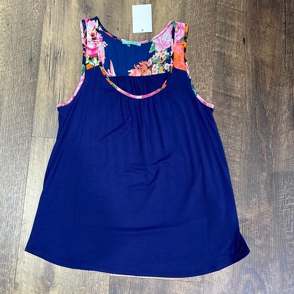 Tops | Ps Kate Navy Floral Tank | Poshmark